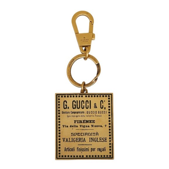 Gucci | Accessories | Gucci Label Motif Keychain Keyring Bag Charm ...